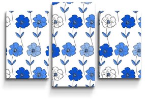 Sablio Obraz - 3-dílný Modré květiny - 75x50 cm