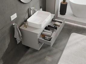 Mexen Rivel, koupelnová skříňka 90 cm, 2 zásuvky, drážkovaná, matná šedá, 91A20-09047-2-BFF62