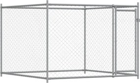 Klec pro psy s dvířky šedá 6 x 2 x 1,5 m pozinkovaná ocel 3209579