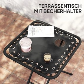Gartenliege Set 3-TLG. Sonnenliege mit Teetisch 2 Liegestühle Kissen, Outdoor Liege 90x56x110 cm Schwarz
