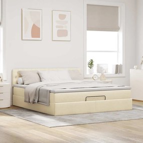 Osmanský rám postele s matrací krémová 180x200cm textil 3311565