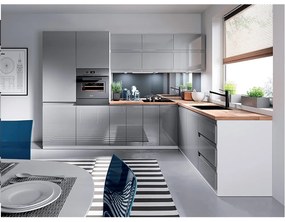 Dolní drezová kuchyňská skříňka D80Z Aurellia (bílá + lesk šedý). 1015833
