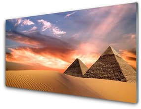 Obraz na skle Poušť Pyramidy 140x70 cm