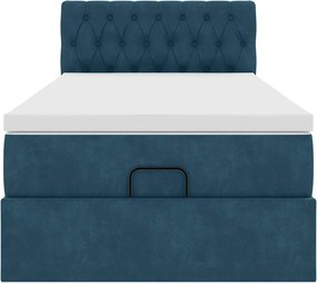 Osmanský rám postele s matrací tmavě modrá 90x200cm samet 3312672