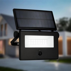 BRILO 3856015 Solární LED venkovní nástěnné svítidlo vč. IR senzoru, černé, 5W, 400 lm, sklo/plast - BRILO