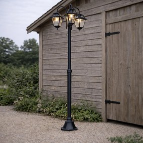 Klasická venkovní lampa černá 235 cm 3-světlo IP44 - Berta