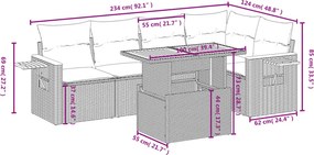 6dílná zahradní sedací souprava s poduškami béžová polyratan 3273508