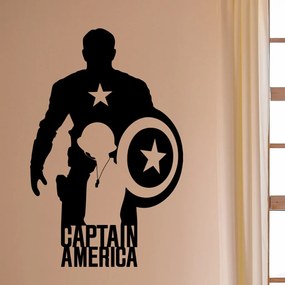 Živá Zeď Samolepka na zeď Kapitán Amerika silueta Barva: černá