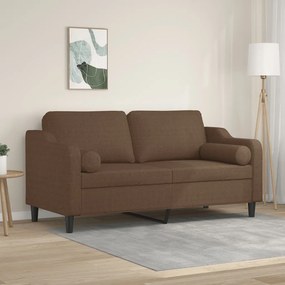 2místná pohovka s polštáři hnědá 140 cm textil 3200848