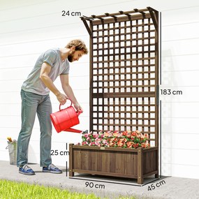 Outsunny vyvýšený záhonový květináč s mříží, mřížový květináč dřevo, zahradní mříž 90 x 45 x 183cm pro zahradu balkon terasa, květináč pro popínavé r…