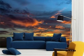 DIMEX | Samolepicí vliesová fototapeta na zeď Západ slunce s červánky MA-5-2330 | 375 x 250 cm | modrá, černá, žlutá, oranžová