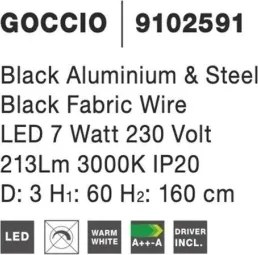 Závěsné LED svítidlo NOVA LUCE GOCCIO 6W 3000K 9102591