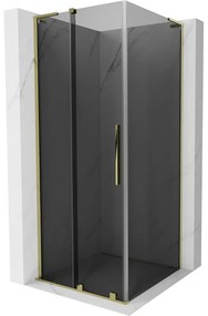 Mexen Velar L, sprchový kout s posuvnými dveřmi 120 x 120 cm, 8mm šedé sklo, zlatá lesklá, 871-120-120-43-50
