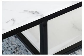 Massive home | Konferenční stolek ELEGANCE BLACK 90 CM bílý mramorový vzhled