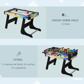 Skládací herní stůl HOMCOM 4v1 - Stolní fotbálek, Air Hockey, Pool, Ping Pong s příslušenstvím - 86,5x43,5x64 cm