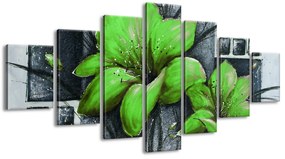 Gario Ručně malovaný obraz Nádherné zelené Vlčí máky - 7 dílný Rozměry: 210 x 100 cm
