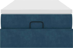 Osmanský rám postele s matrací tmavě modrá 80x200cm samet 3311151