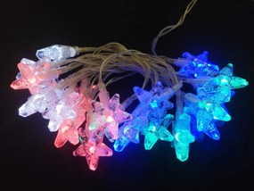 Vánoční LED světelný řetěz s hvězdičkami, různobarevná, 2m, na baterie