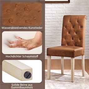 Sada 2 ks – Jídelní židle Yaheetech – hnědá, 45,5 cm (šířka) × 62 cm (hloubka) × 98,5 cm (výška) (267482149218)