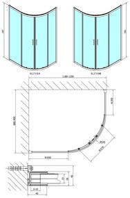 Polysan Polysan, EASY BLACK čtvrtkruhová sprchová zástěna 1200x900mm, L/R, čiré sklo, EL2715B