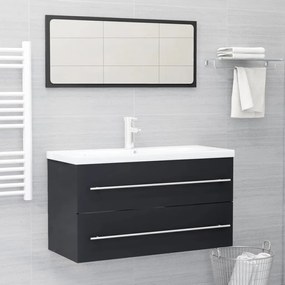 2dílný set koupelnového nábytku - skříňka + zrcadlo 90 cm - dřevotříska | šedý