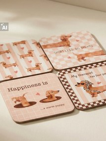 Sinsay - Podtácky s motivem jezevčíků 4 pack - vícebarevná
