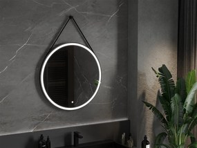 Mexen Reni, LED koupelnové zrcadlo s podsvícením 80x80 cm, 6000K, černý rám, ochrana proti zamlžování, 9812-080-080-611-70