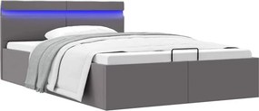 Rám postele LED s úložným prostorem šedý umělá kůže 140x200 cm 285555