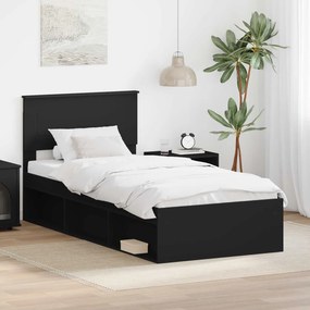 Rám postele s čelo Černá 90 x 200 cm Kompozitní dřevo 3407932