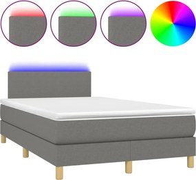 Box spring postel s matrací a LED tmavě šedá 120x190 cm textil 3270075