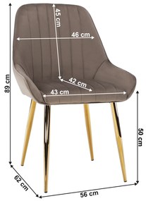Jídelní židle, šedohnědá Taupe / gold chrom-zlatý, PERLIA