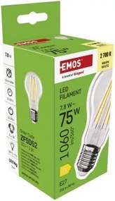 Emos lighting LED žárovka Filament A60 / E27 / 7,8 W (75 W) / 1060 lm / teplá bílá 1525743205