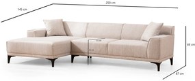 Hanah Home Béžová rohová pohovka PETRA s lenoškou vlevo 560ARE1604