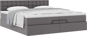 Osmanský rám postele s matrací šedá 200x200cm umělá kůže 3311326