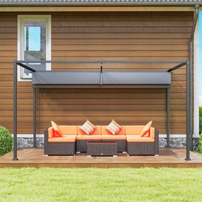 Outsunny pergola 4x3m zahradní pavilon, ocelové zastřešení terasy, zahradní pavilon s nastavitelnou střechou, volně stojící, ochrana před sluncem pro…