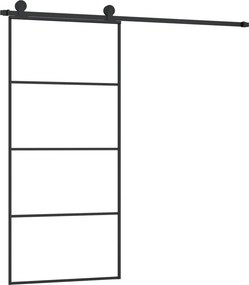 Posuvné dveře s kováním 90x205 cm ESG sklo a hliník 3152148