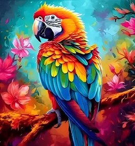 NORIMPEX Malování podle čísel Načepýřený barevný papoušek / 40x50 cm