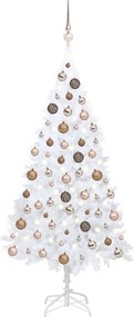 Umělý vánoční stromek s LED a sadou koulí bílý 150 cm PVC,  3077626 HangarStore.cz