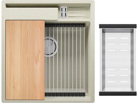 Primagran Kuchyňský dřez granitový jednokomorový bez odkapávače a prostoru pro příslušenství a desku Oslo 50 Pocket Multilevel + Dárek