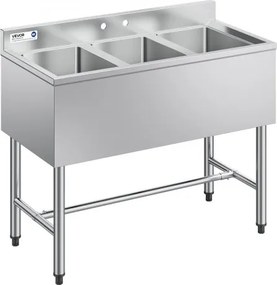 Dřez se 3 přihrádkami, Nerezová ocel 304 o průměru 18 VEVOR – 254 × 356 × 254 mm