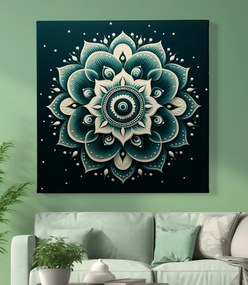 Obraz na plátně - Smaragdová mandala FeelHappy.cz Velikost obrazu: 140 x 140 cm