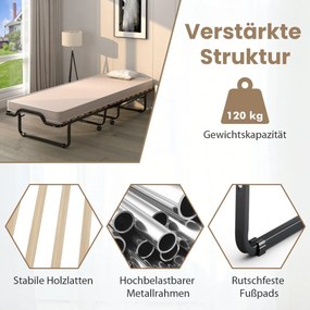 Costway Skládací postel s luxusní matrací béžová Vyrobeno v Itálii Původ: Itálie