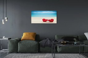 Obrazy na plátně Srdce červené písečné moře 125x50 cm