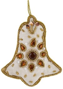 Textilní ozdoba zvoneček s korálkami 162101