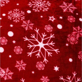 Červená vánoční mikroplyšová deka SNOWFALL Rozměr: 150 x 200 cm