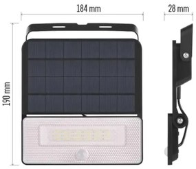 LED Solární reflektor se senzorem pohybu LED/3,7V 3600mAh 4000K IP54
