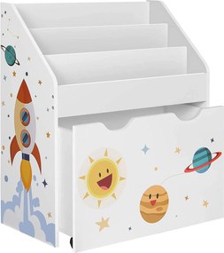 Úložný box na hračky, knihovna s vyjímatelným kolečkovým boxem