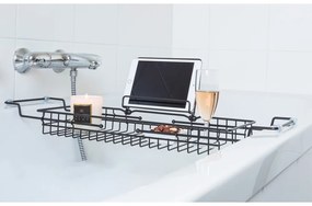 Černý kovový nastavitelný držák na vanu PT LIVING Tub, 61 - 86 cm