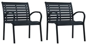 Zahradní židle 2 ks černé ocel a WPC - Default Title