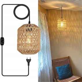 Ratanová závěsná lampa ve stylu Boho Vintage 60W E27